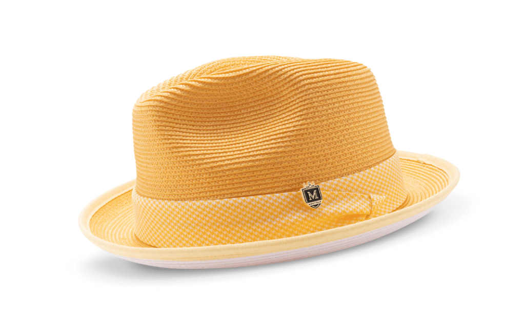 Montique H-2317 Mens Straw Hat Canary - Fedora Hat - Abby Fashions