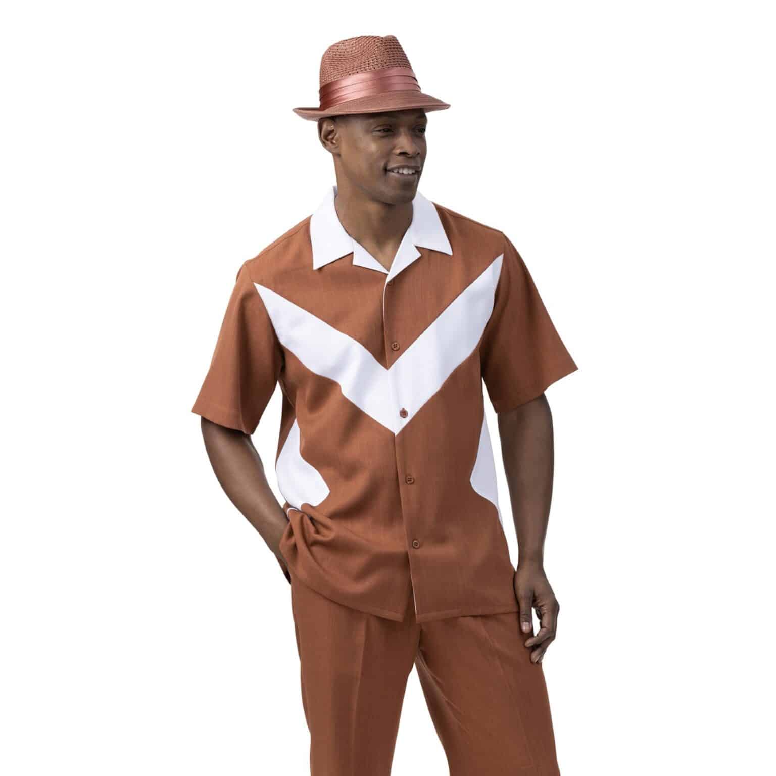 Montique 2073 Mens Walking Suits Cognac | Leisure Suits - Abby Fashions